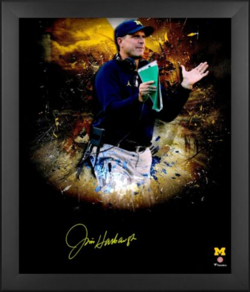 Jim Harbaugh Michigan Wolverines Framed and Autographed Photo – Jack's ...